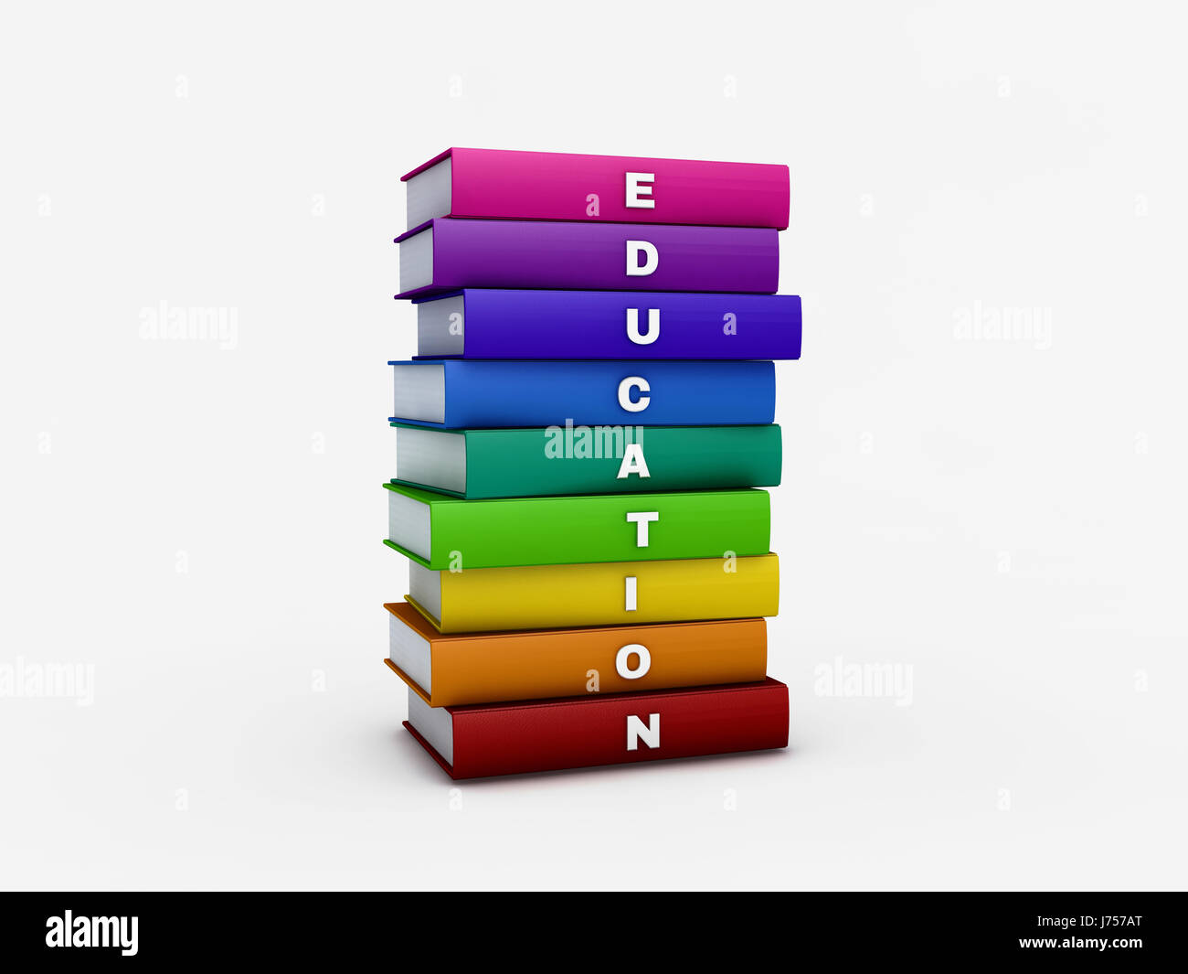 Stack of rainbow education book isolated on white with clipping path ...