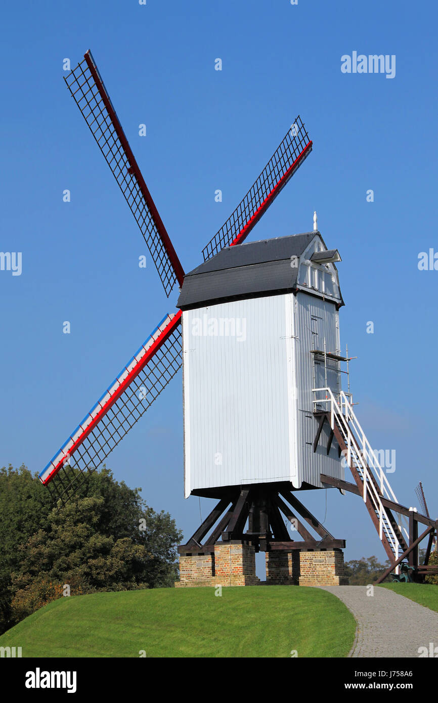 wood belgium windmill bruges stairs historical engineering wood buck ...