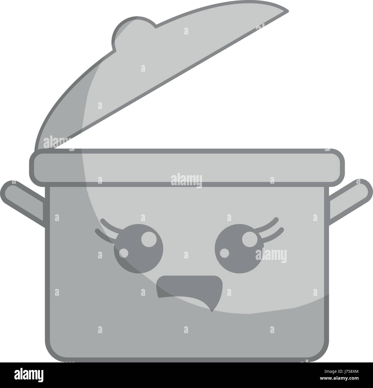 silhouette kawaii nice happy cooking pot Stock Vector Image & Art - Alamy