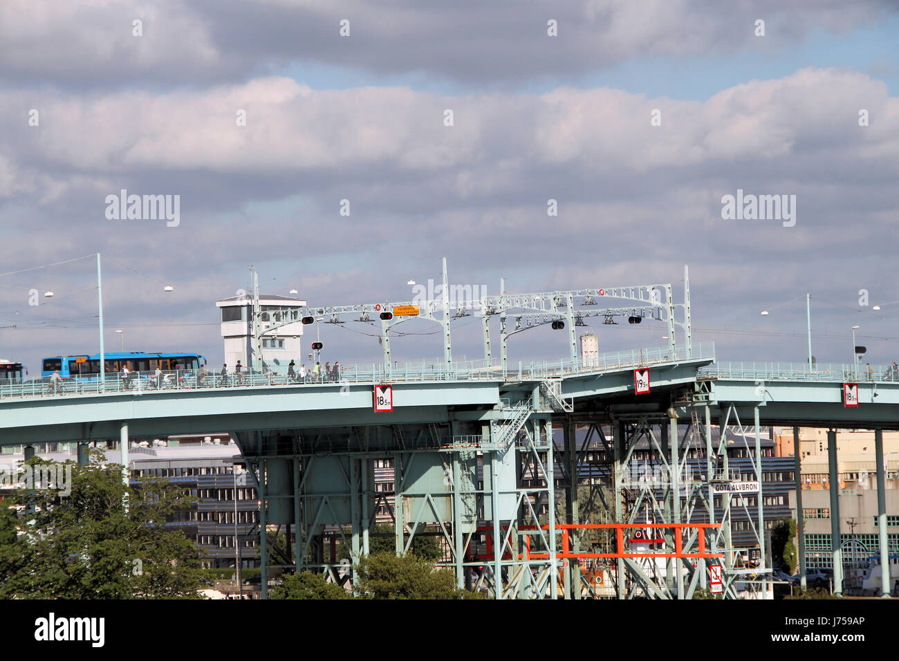 bridge drawbridge sign signal bridge europe sweden steel track traffic ...
