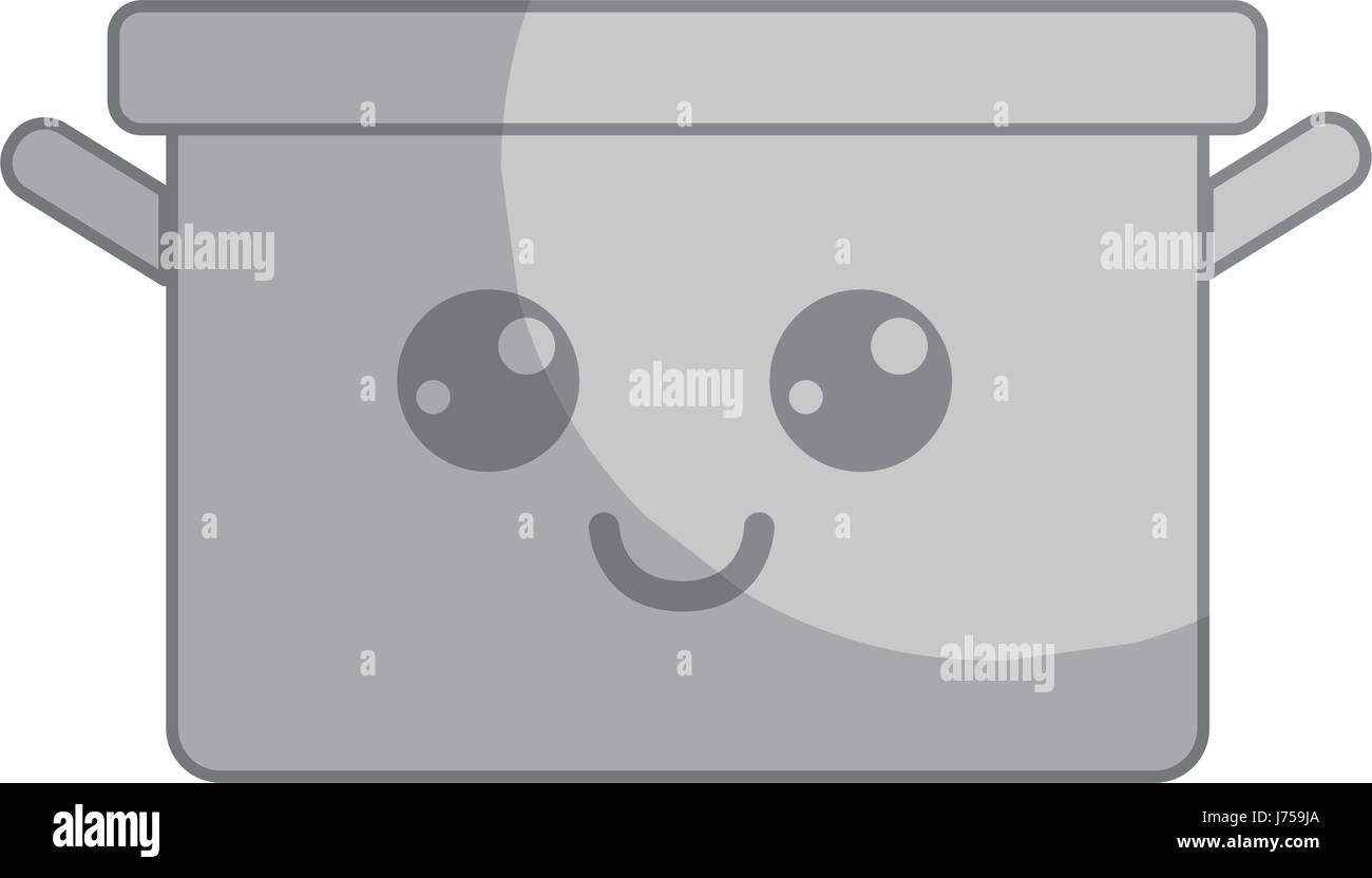 silhouette kawaii nice happy cooking pot, vector illustration design ...