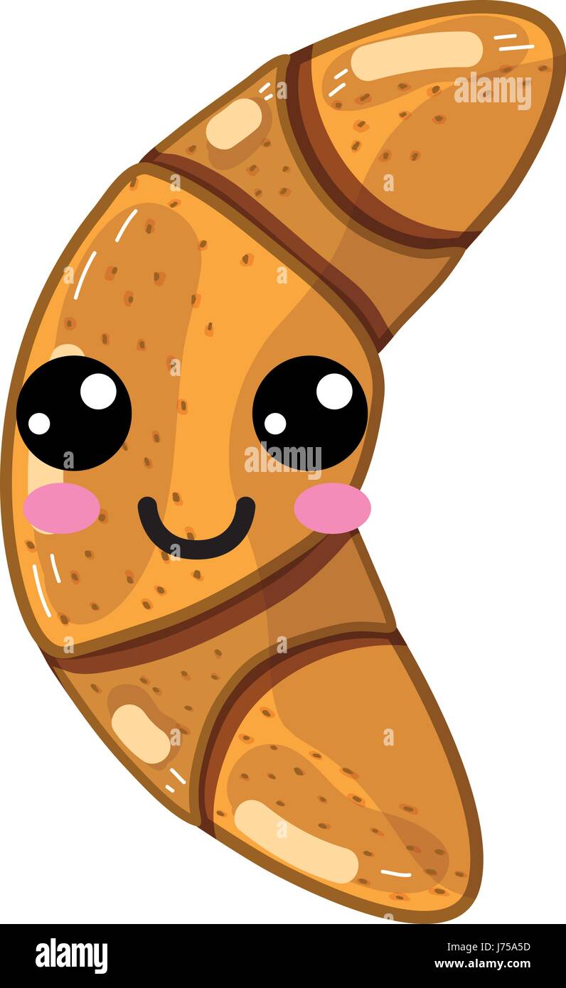 kawaii cute happy croissant bread Stock Vector Image & Art - Alamy