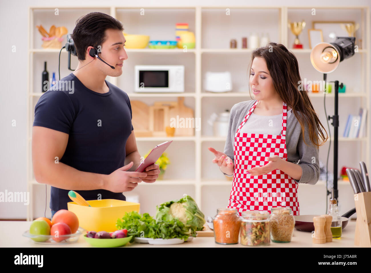 Food cooking tv show in the studio Stock Photo - Alamy