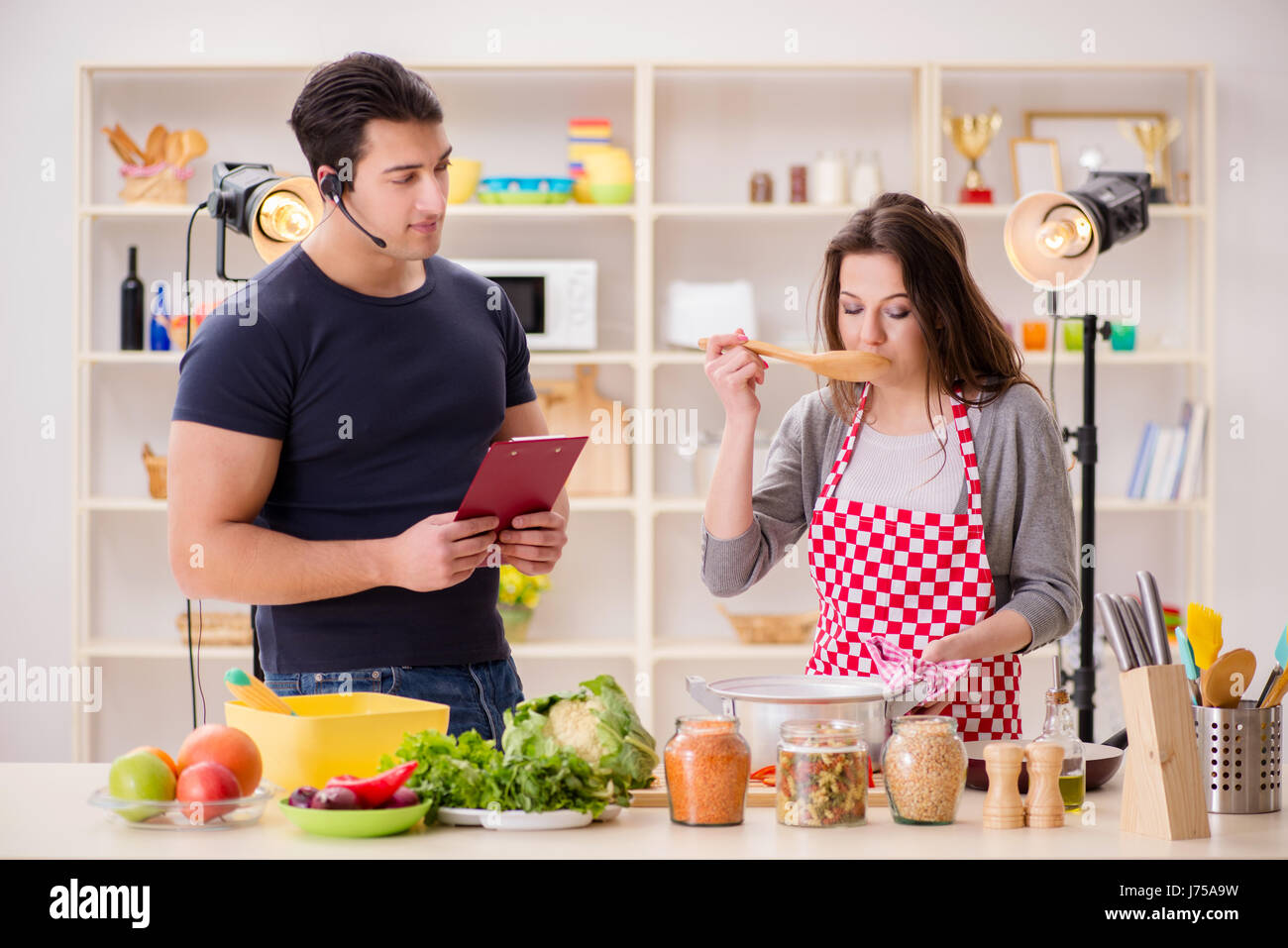 Food cooking tv show in the studio Stock Photo - Alamy