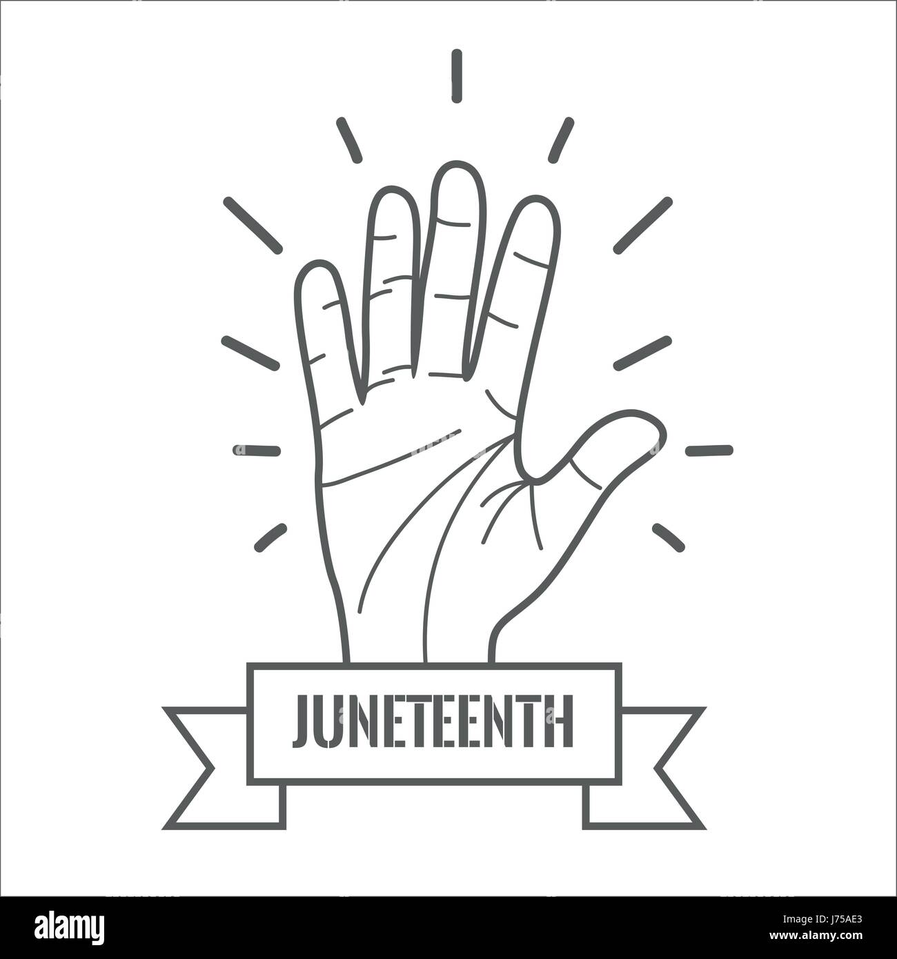 hand up with ribbon massage to juneteenth celebrate Stock Vector Image ...
