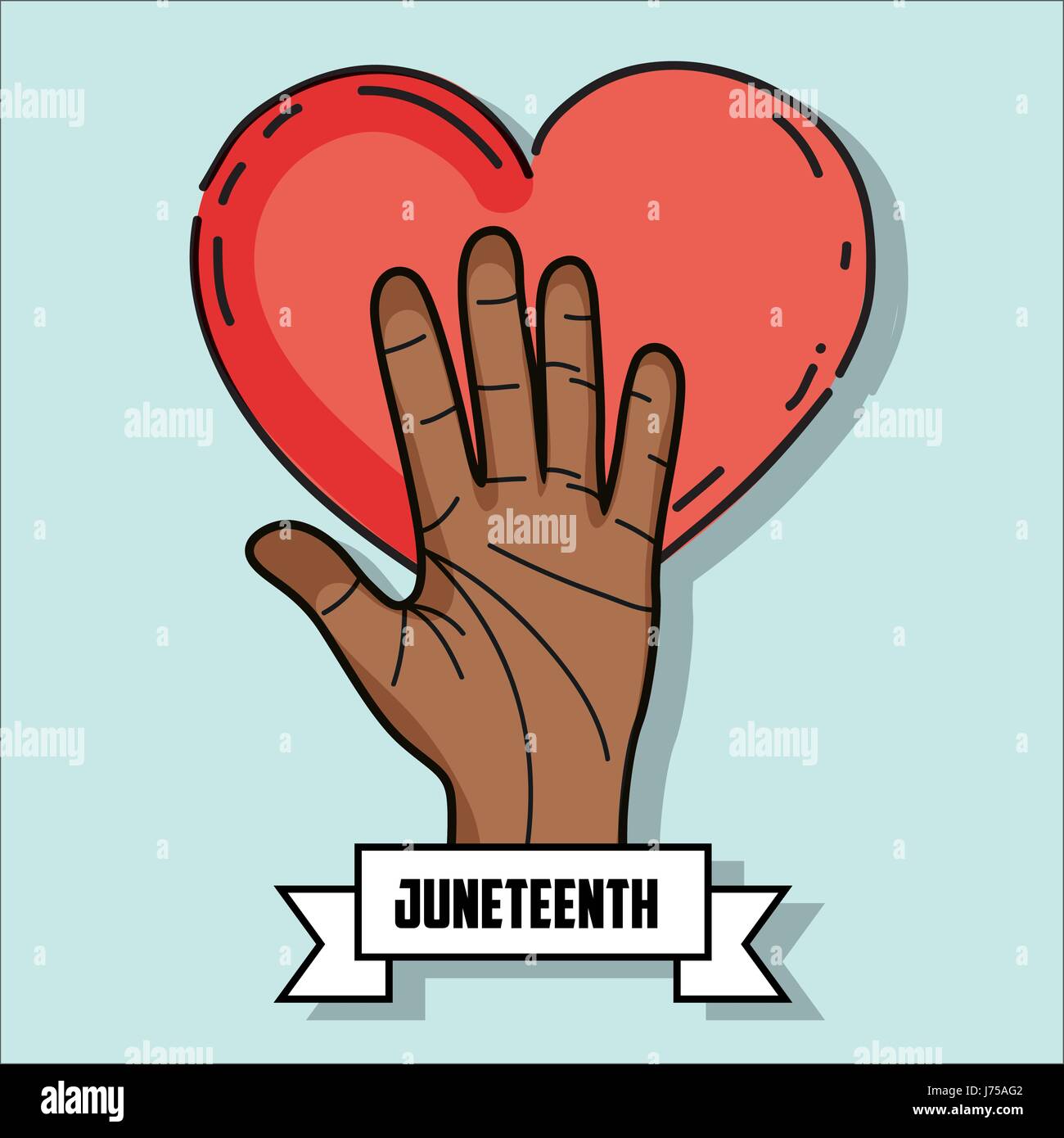 hand up with heart and ribbon massage to juneteenth celebrate Stock ...