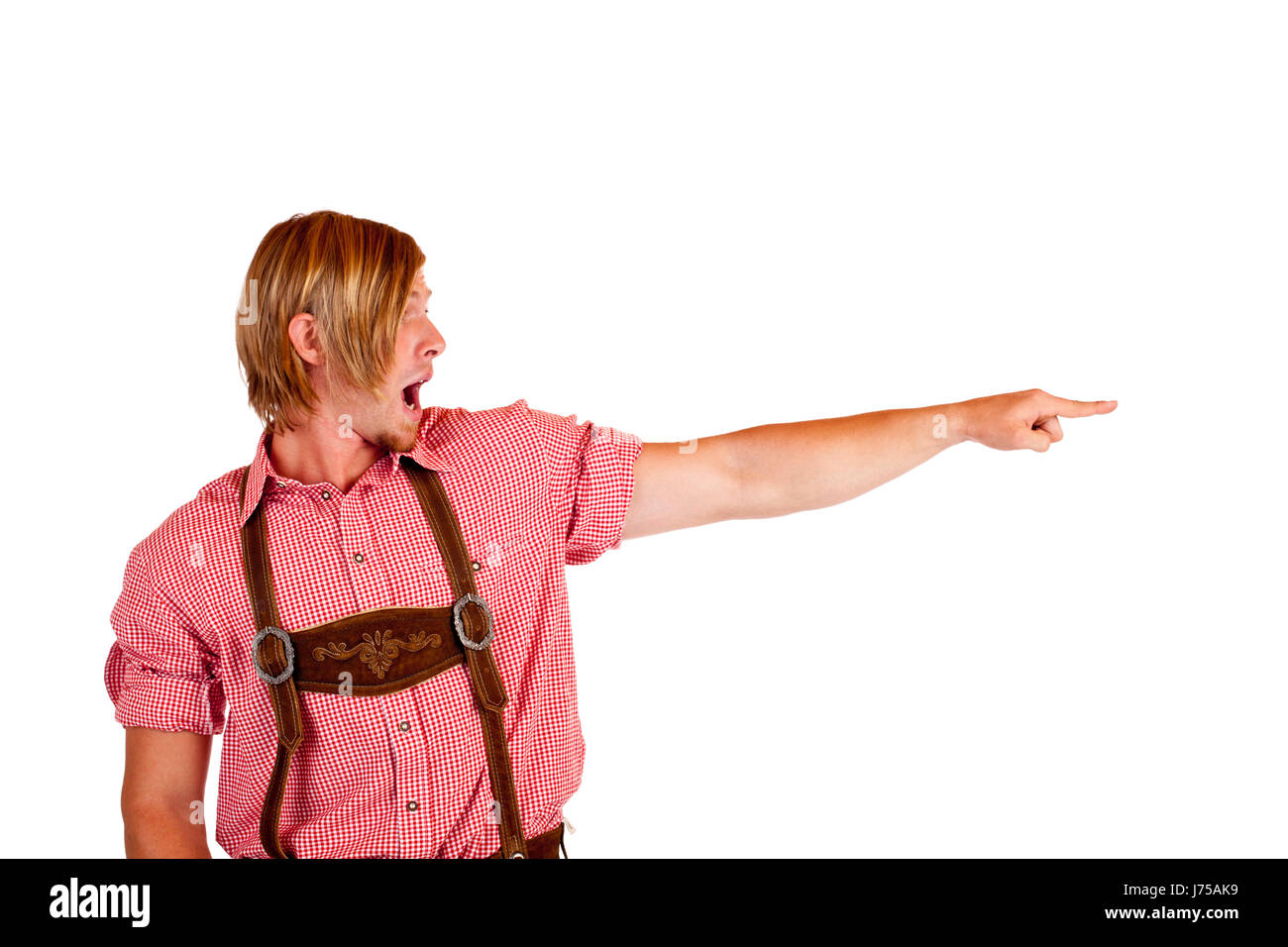 man pointing finger at space Stock Photo - Alamy