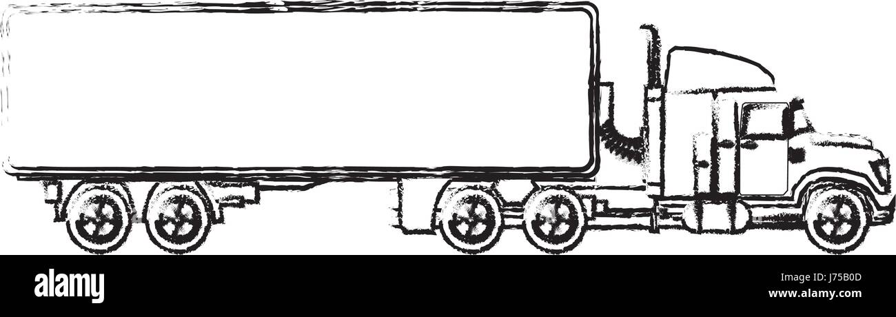 truck cabin container transport business sketch Stock Vector Image ...