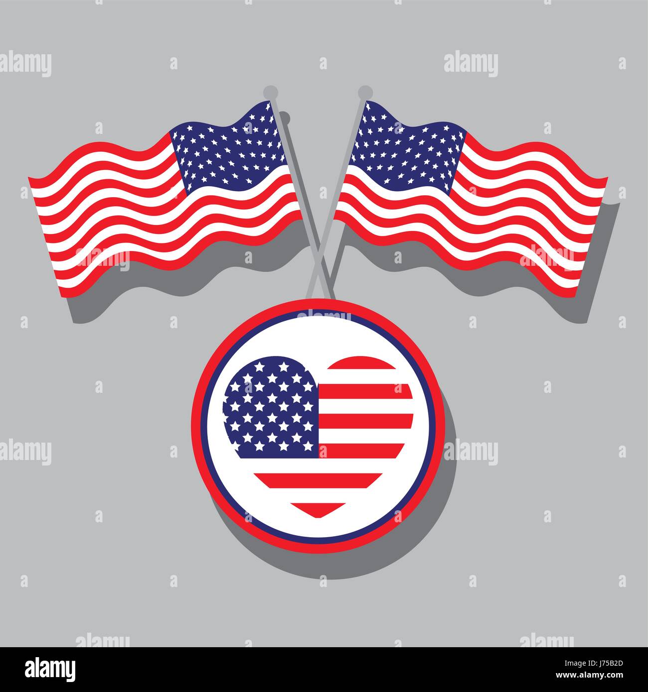 independence day with heart emblem and flags Stock Vector Image & Art ...