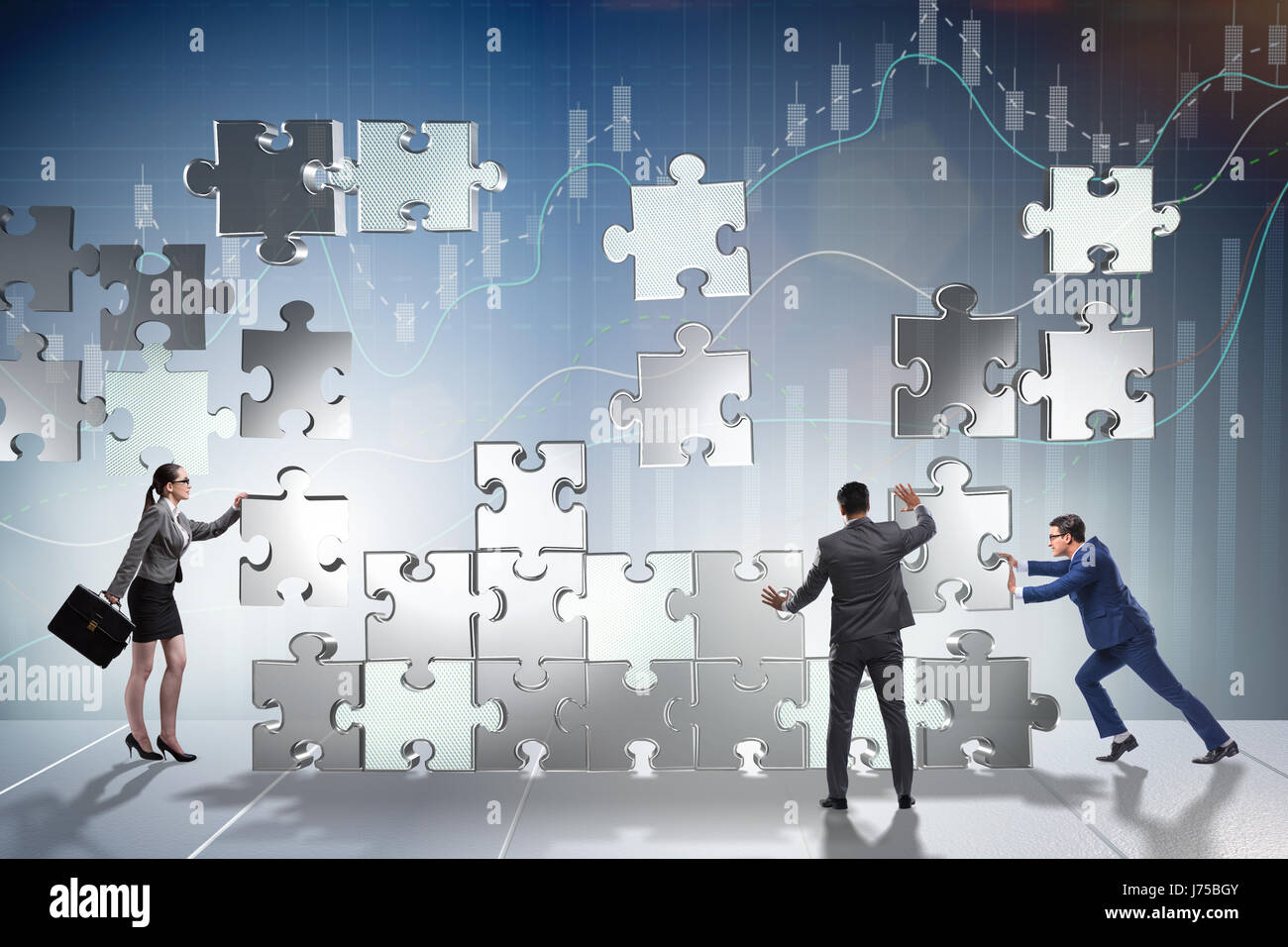 Business concept of teamwork with puzzle pieces Stock Photo - Alamy