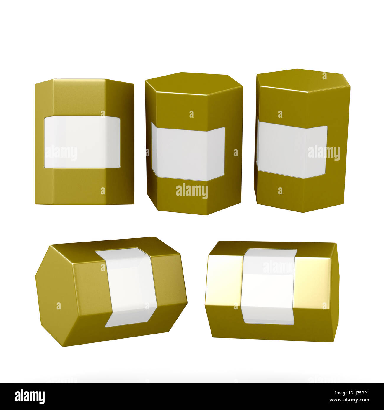 Golden hexagon box packaging with clipping path. Mock up packaging for ...