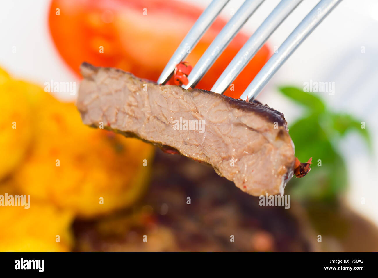 rump steak with fried potatoes Stock Photo - Alamy