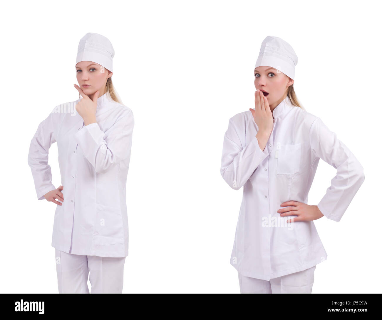 Pretty female doctor isolated on white Stock Photo - Alamy