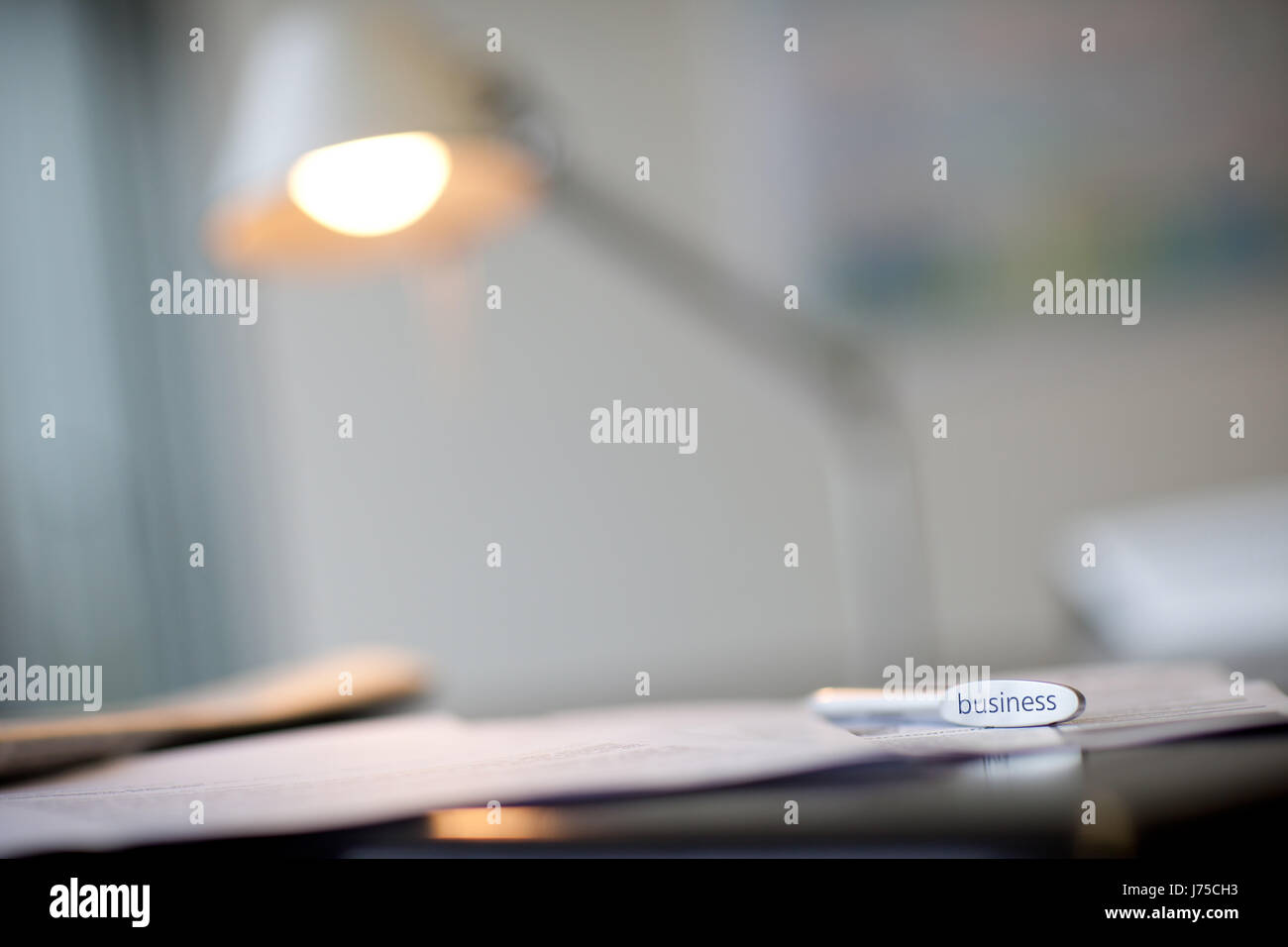 newspaper journal office blurred shiner light lamp luminary company concern Stock Photo - Alamy