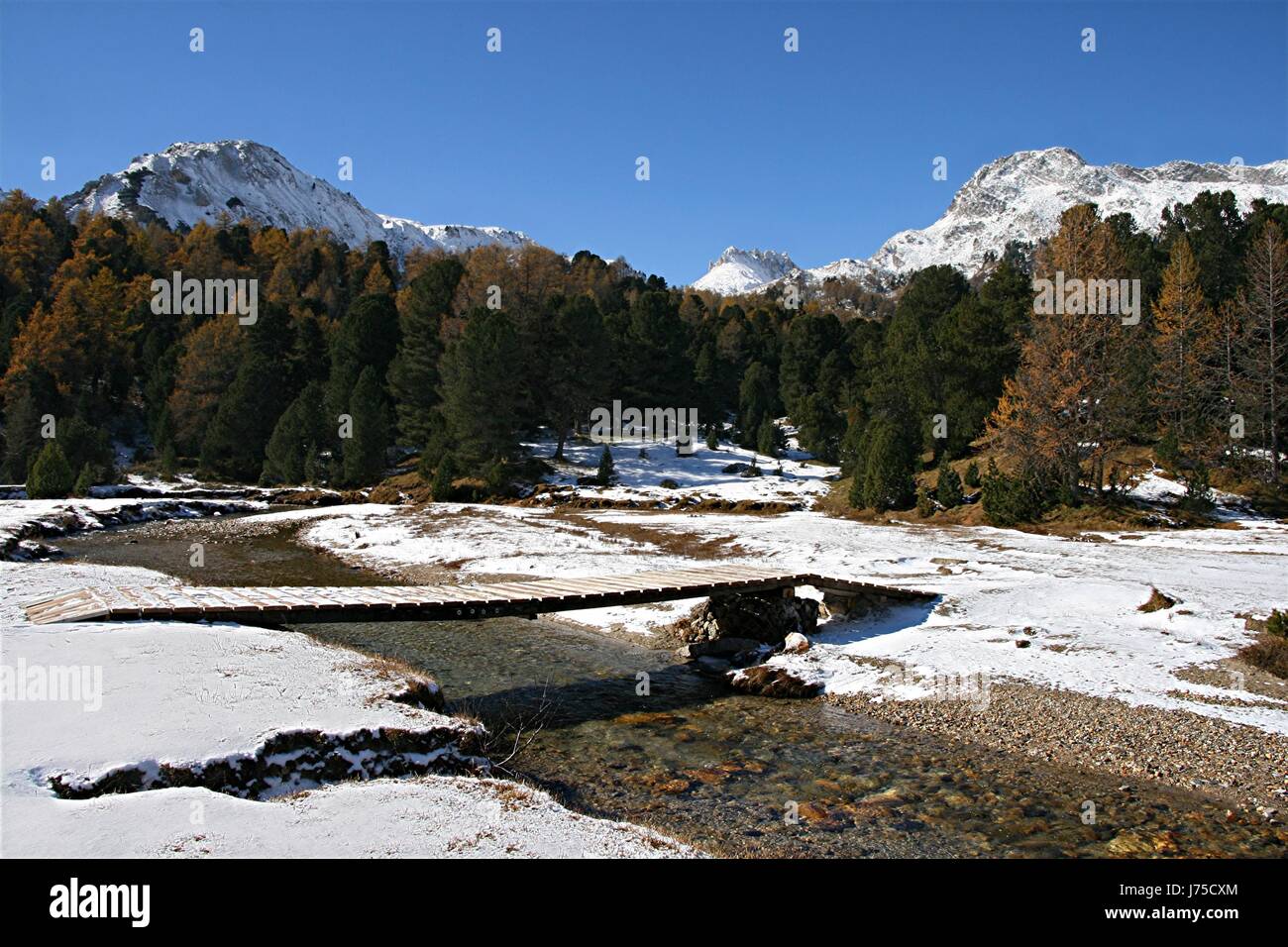switzerland grisons autumnal sugars snow bridge alps summit nature ...