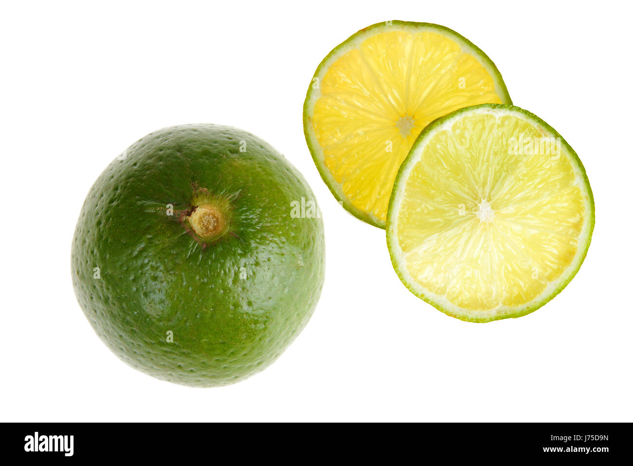 isolated closeup fruit slice lemon citron lime fresh nature macro close ...