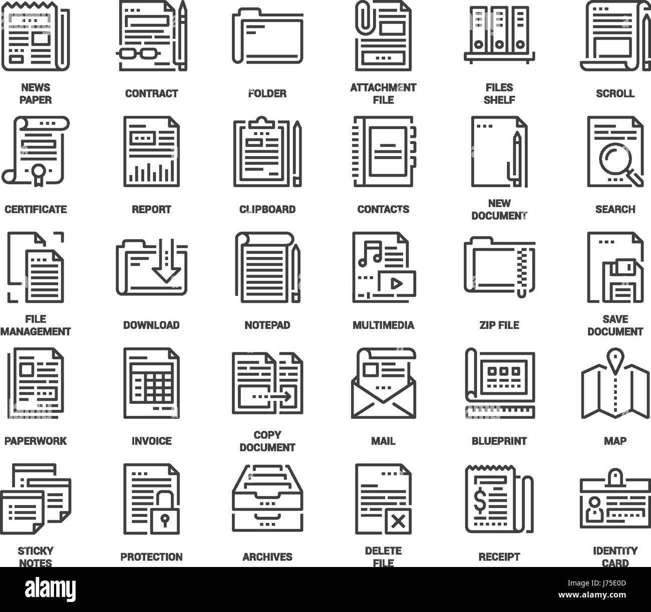 Files and documents flat line icons Stock Vector Image & Art - Alamy