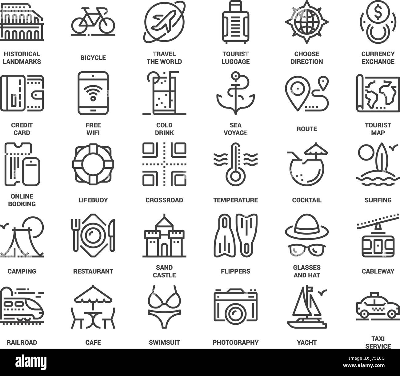 Leisure and Tourism Icons Stock Vector Image & Art - Alamy