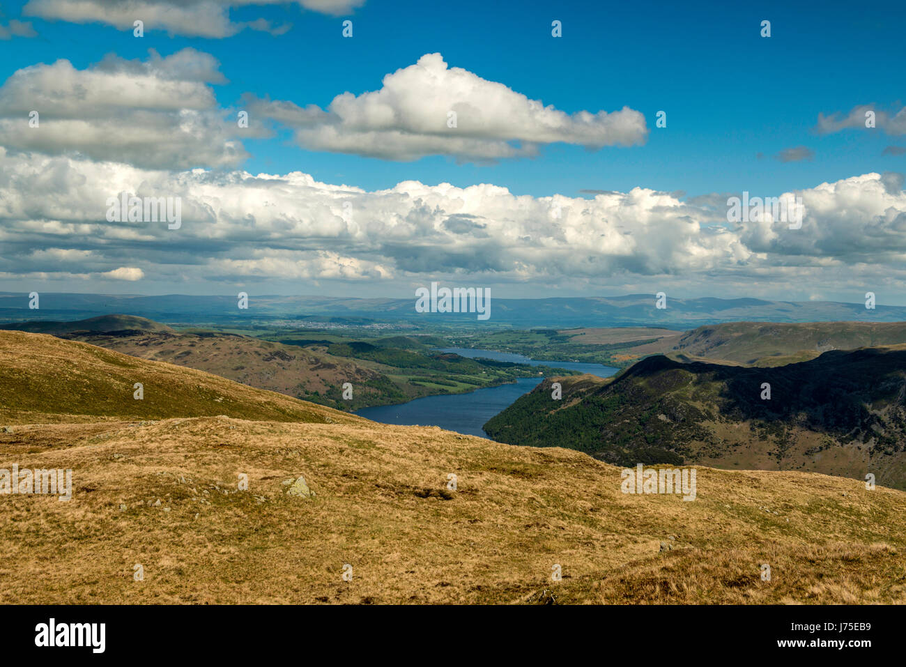 Cumbrian Landscape depicting a hiking route along Birkhouse Moor with ...