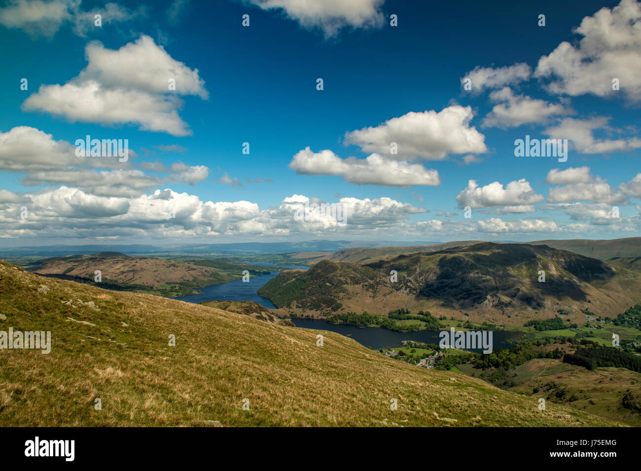 Cumbrian Landscape depicting a hiking route along Birkhouse Moor with ...