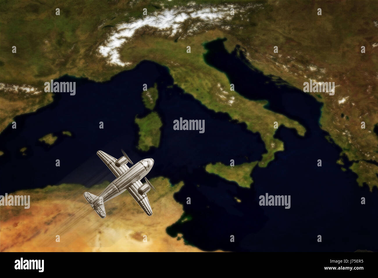 Vintage Italy Map With airplane. Conceptual image (Elements of this ...