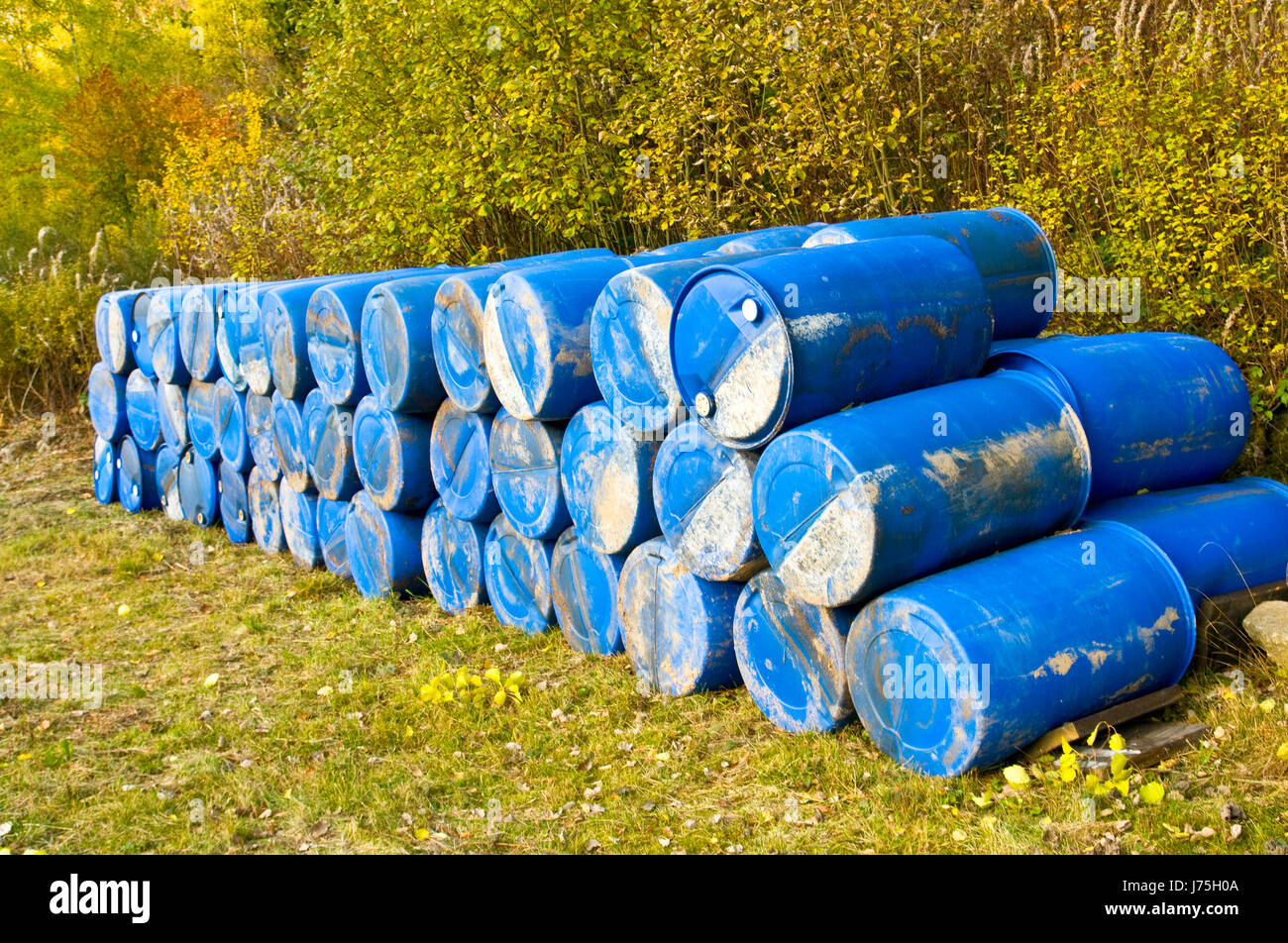 blue plastic synthetic material container barrel chemistry petrol ...