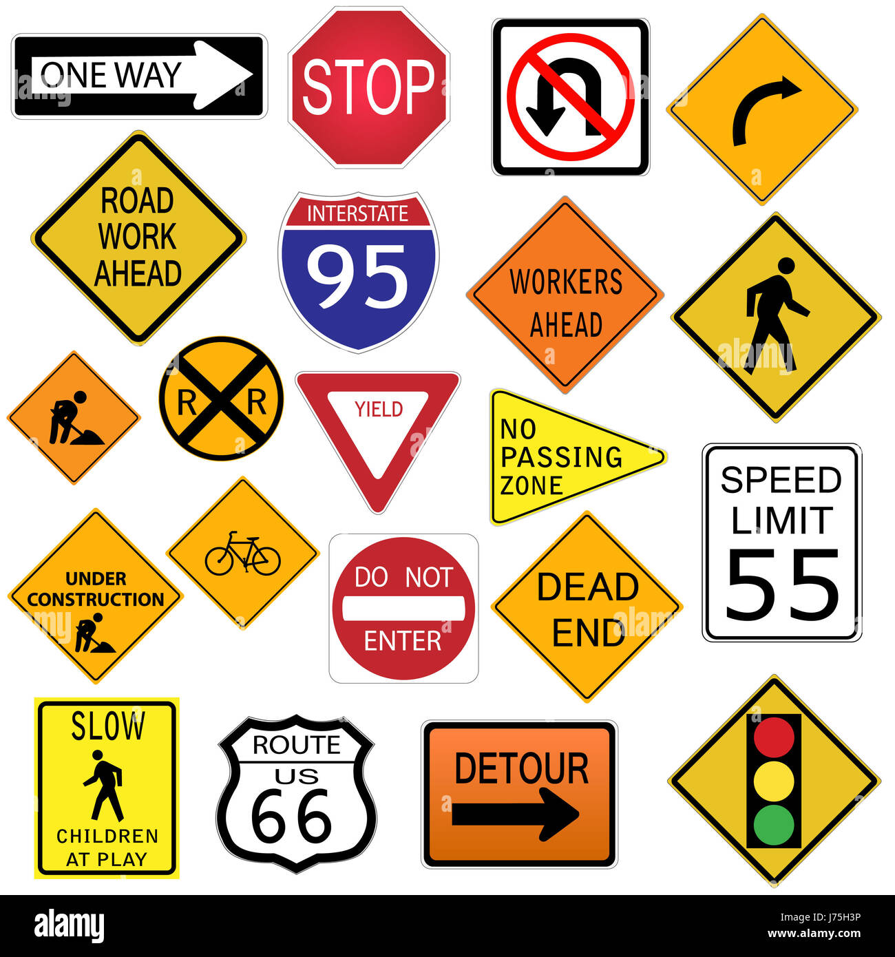 sign signal isolated letters illustration instruction intersection road ...