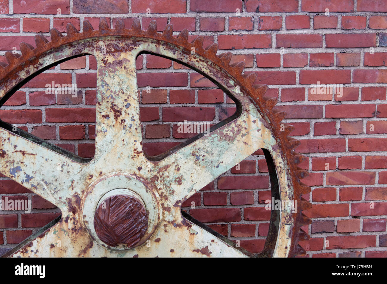 industry engineering wall steel wheel cogwheel rust production work job ...