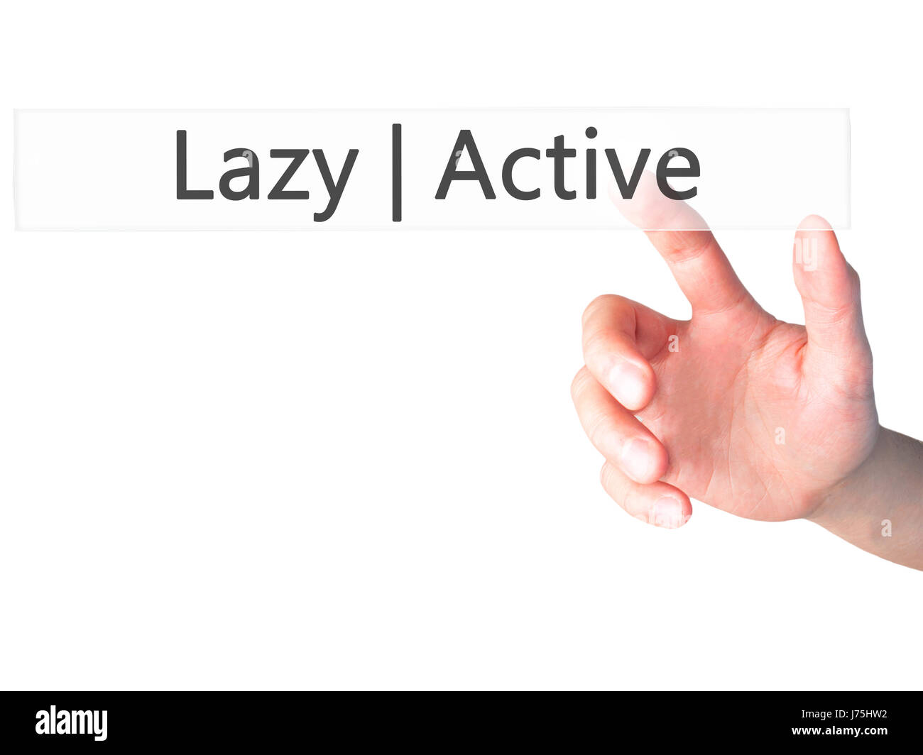 Active Lazy - Hand pressing a button on blurred background concept ...