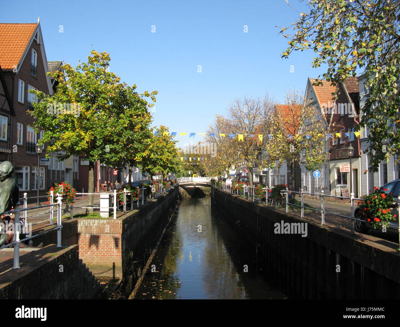 city town channel lower saxony germany german federal republic fall ...