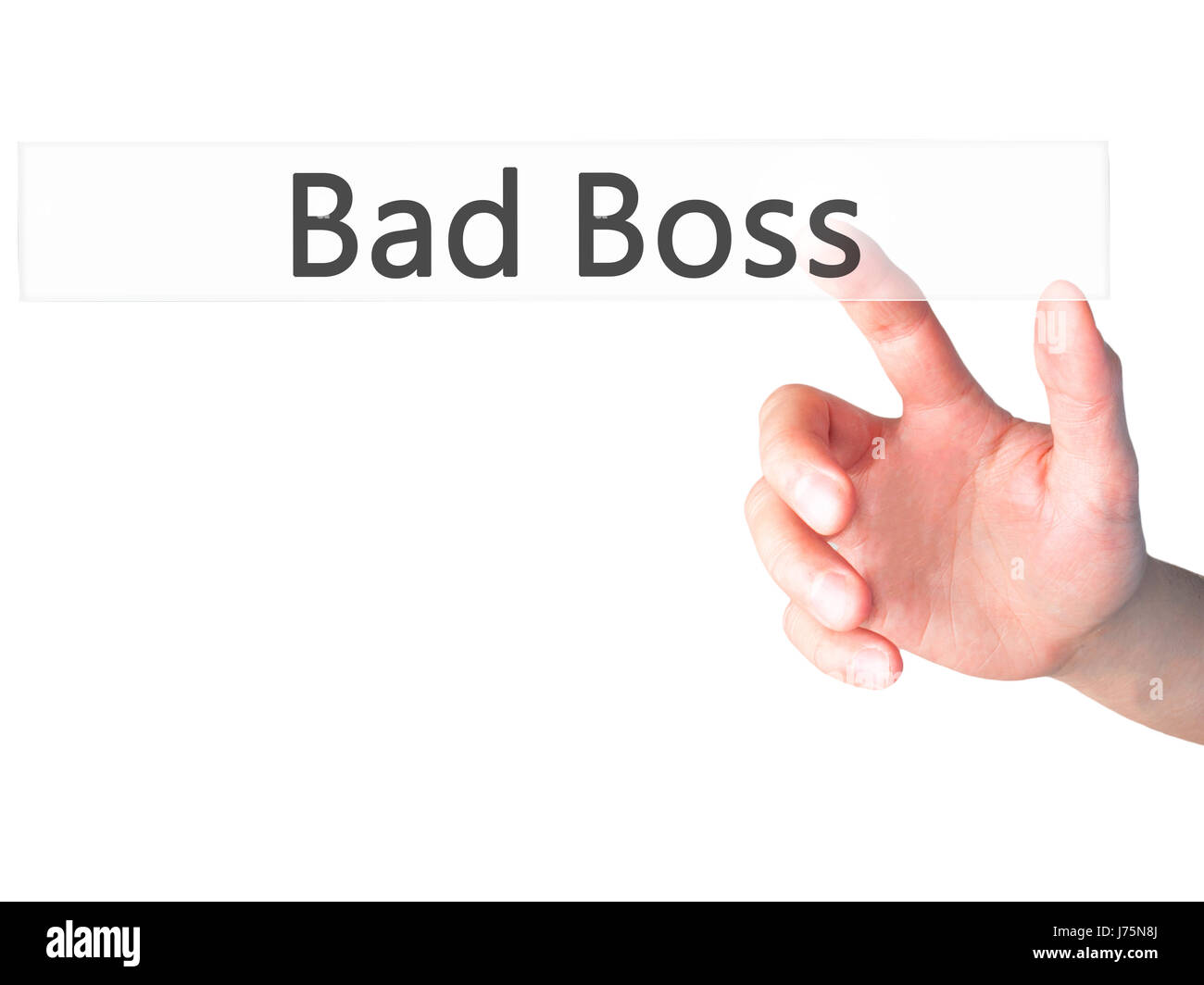 Bad Boss - Hand pressing a button on blurred background concept ...