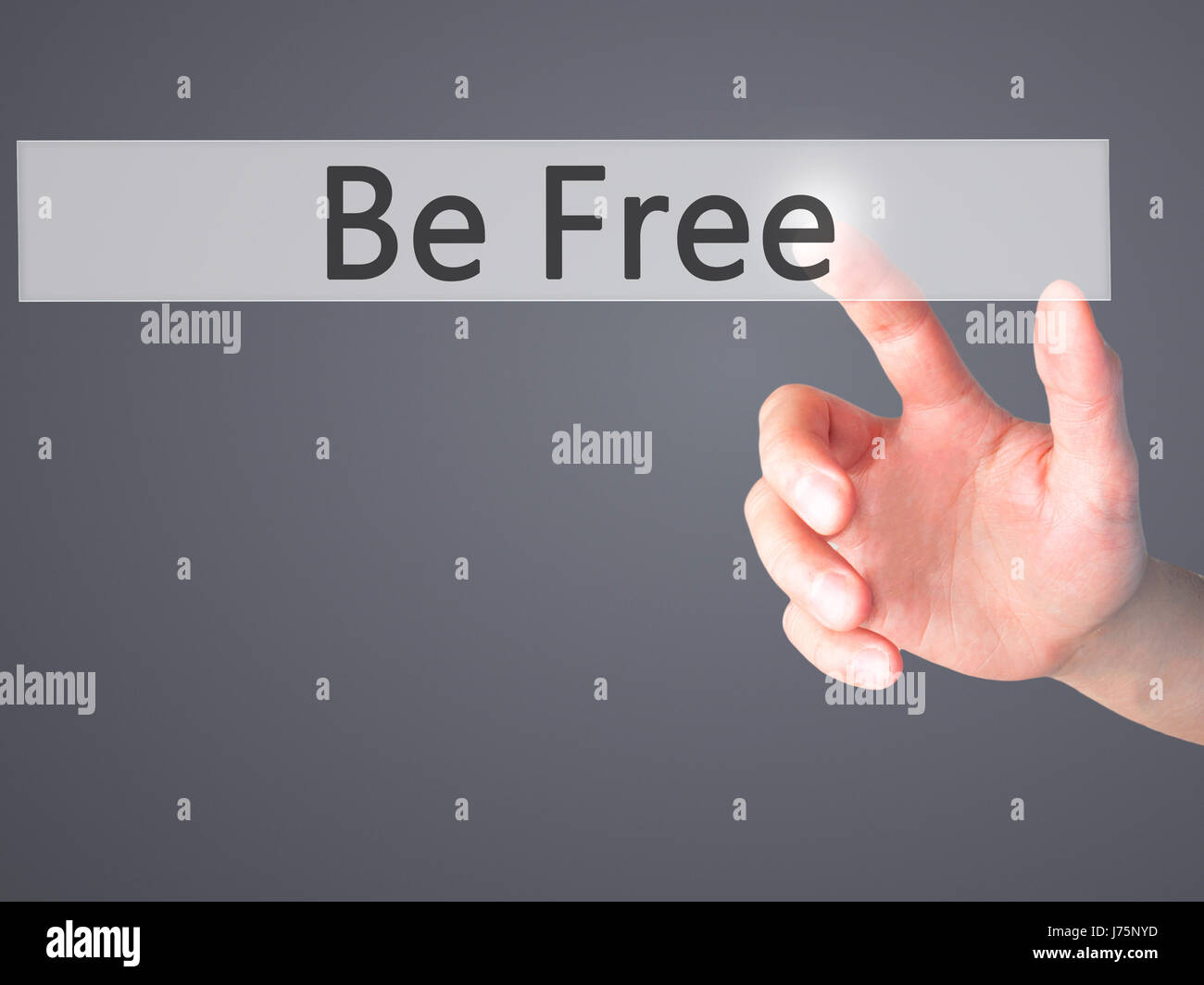 Be Free - Hand pressing a button on blurred background concept ...