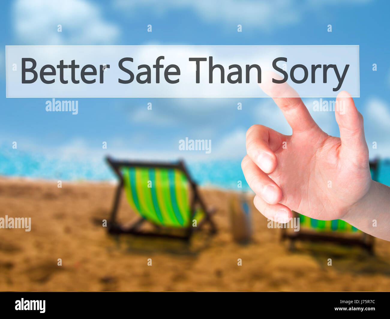 Better Safe Than Sorry - Hand pressing a button on blurred background ...