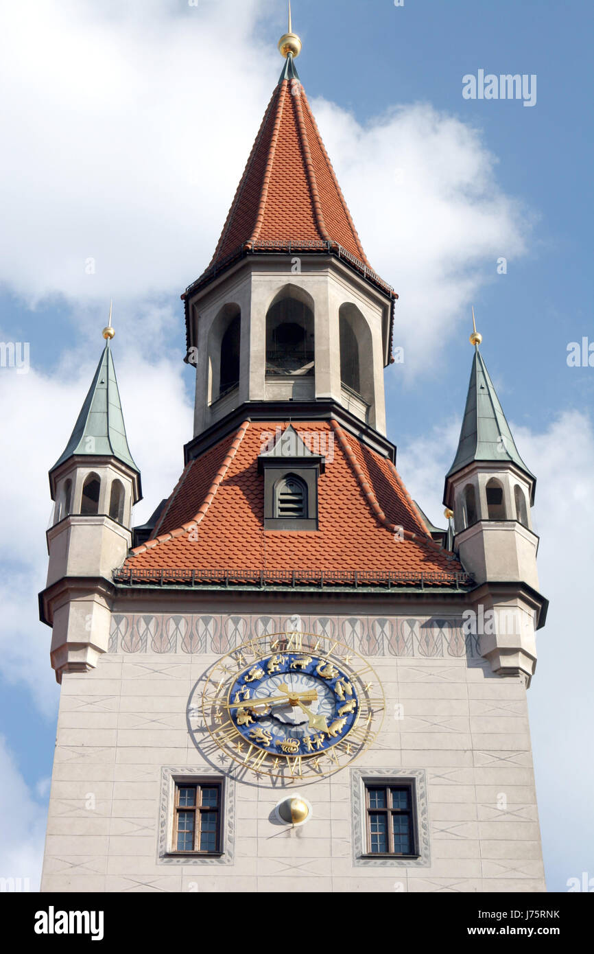 tower baroque clock bavaria munich old building german federal republic ...