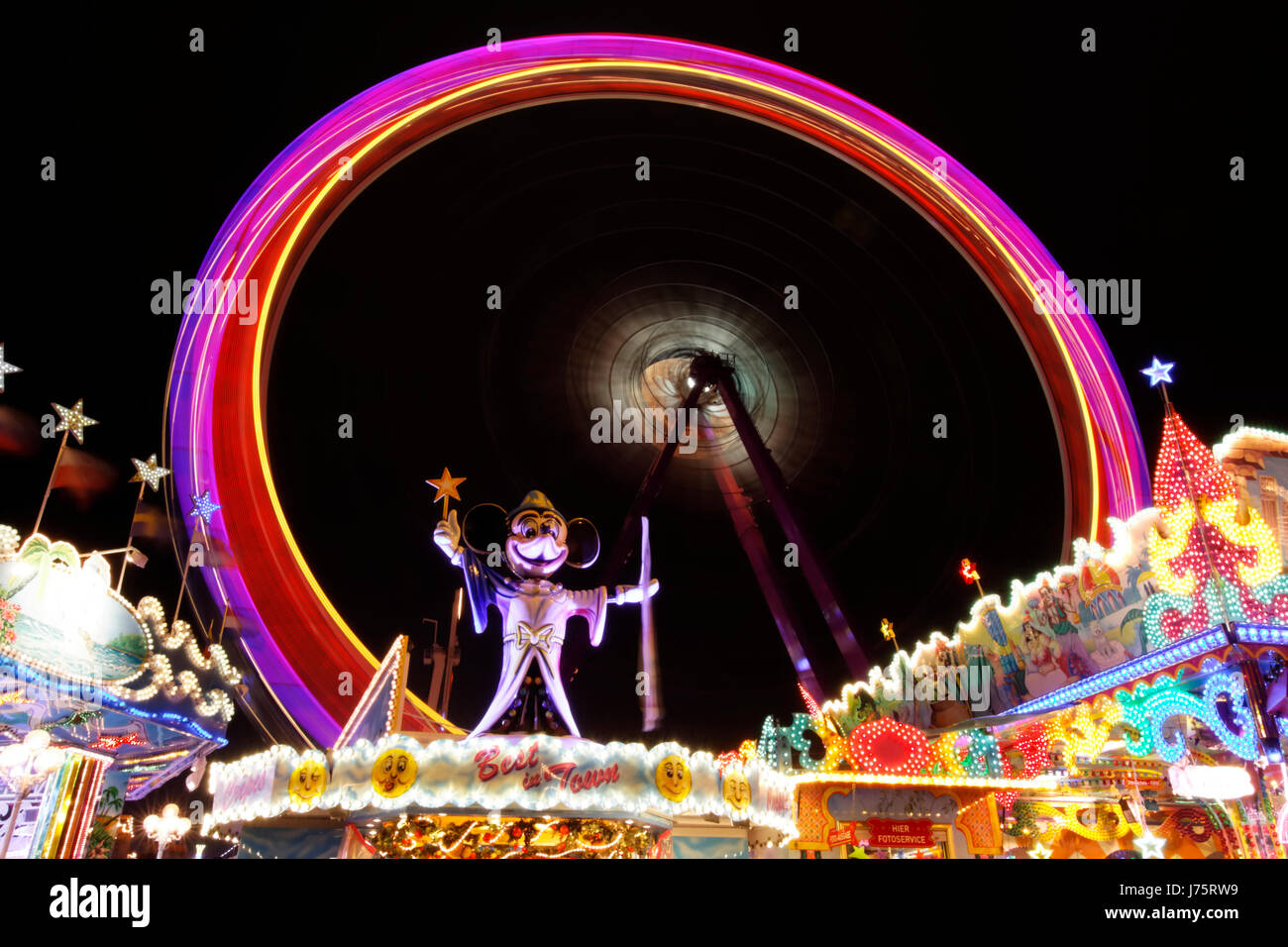 night nighttime parish fair folk festival stuttgart wheel ferris wheel ...