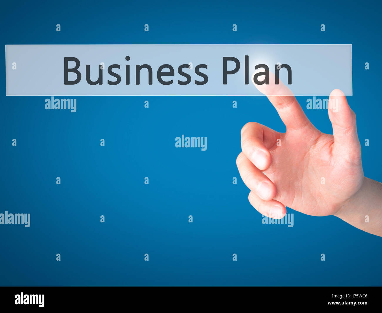 Business Plan - Hand pressing a button on blurred background concept ...