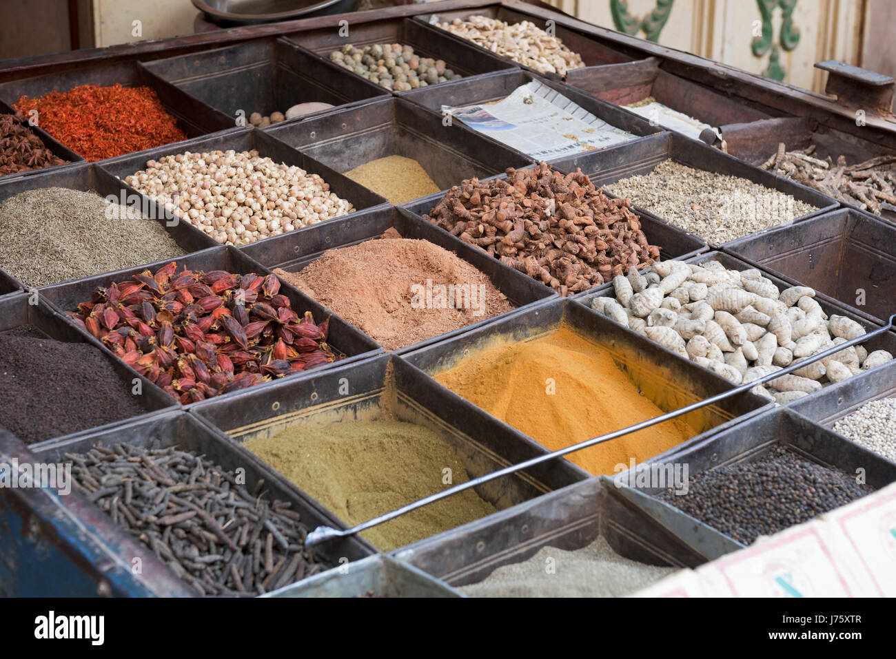 Spices in the buckets Stock Photo - Alamy