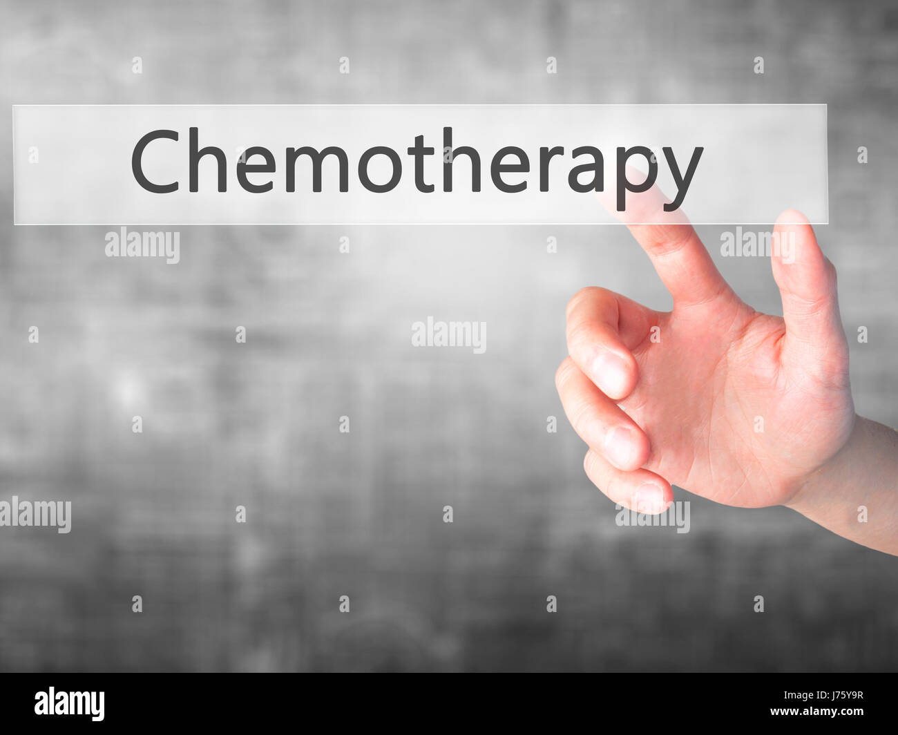 Chemotherapy - Hand pressing a button on blurred background concept ...