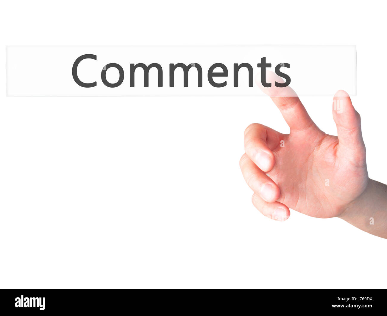 Comments - Hand pressing a button on blurred background concept ...