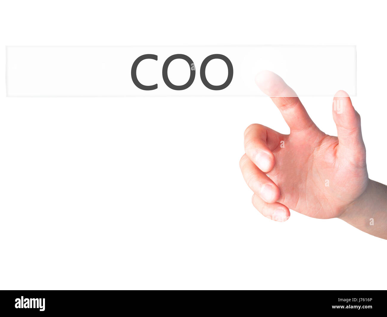 COO - Hand pressing a button on blurred background concept . Business ...