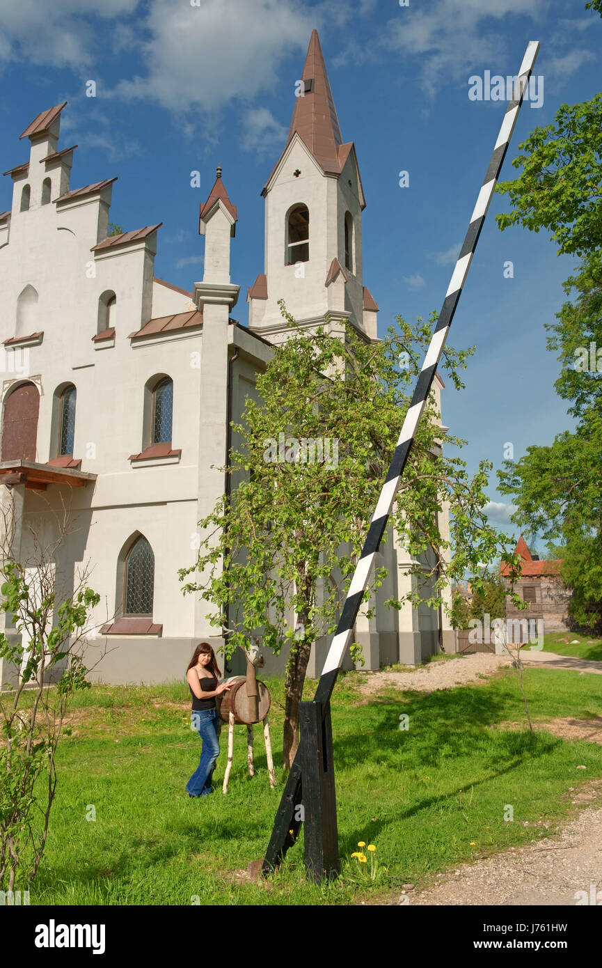 woman girl rural grass church nature frau beauty green landscape sky ...