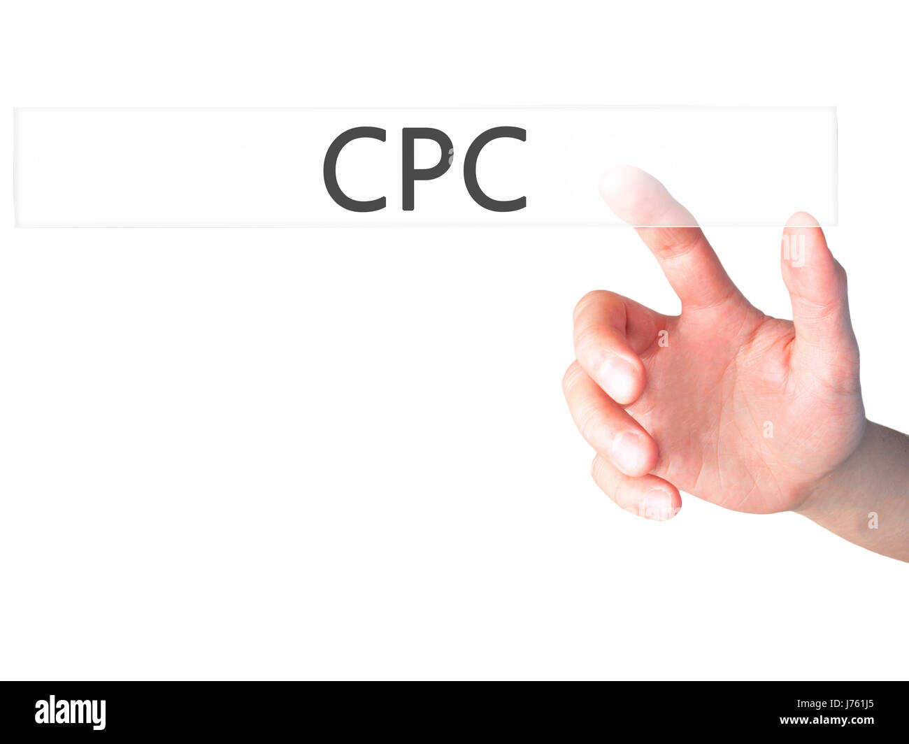 CPC - Hand pressing a button on blurred background concept . Business ...