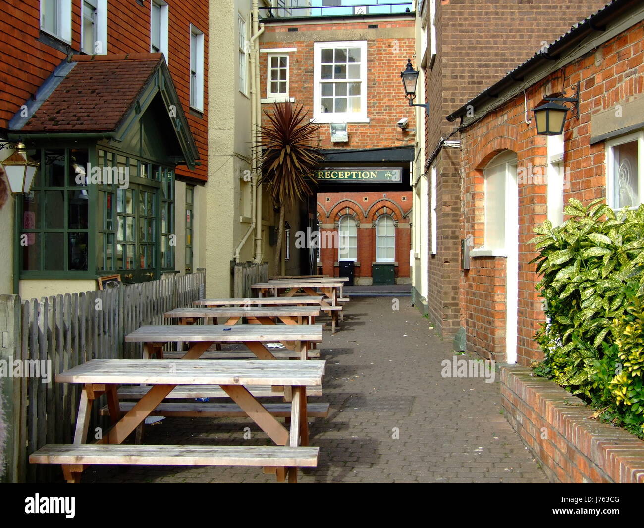 brick seats wooden walkway walls inn tavern pub seats wooden inn tavern ...