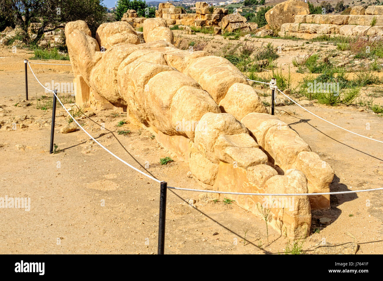 Giant Telamon, a supporting statue from the Temple of Zeus Stock Photo ...