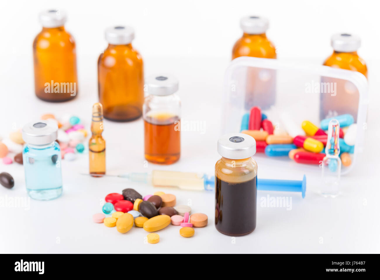 Different types of drugs on white background Stock Photo - Alamy