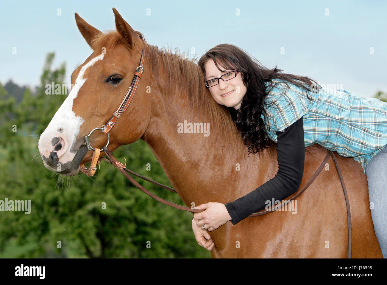Attractive woman riding horse bareback hi-res stock photography and ...