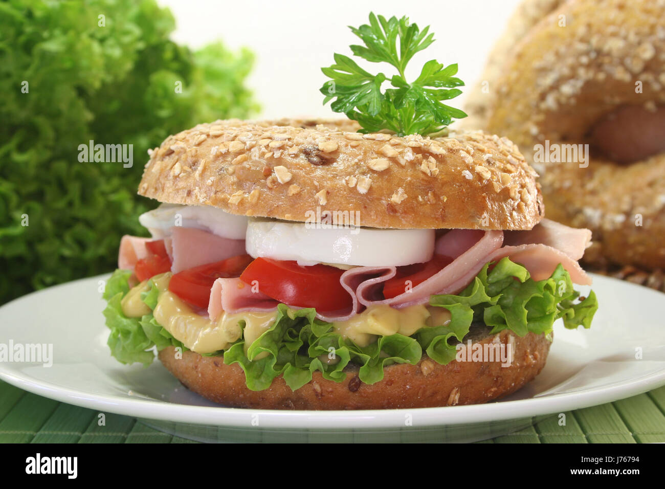 egg cooking ham tomato salad snack time egg roll kaiser sandwich cooky ...