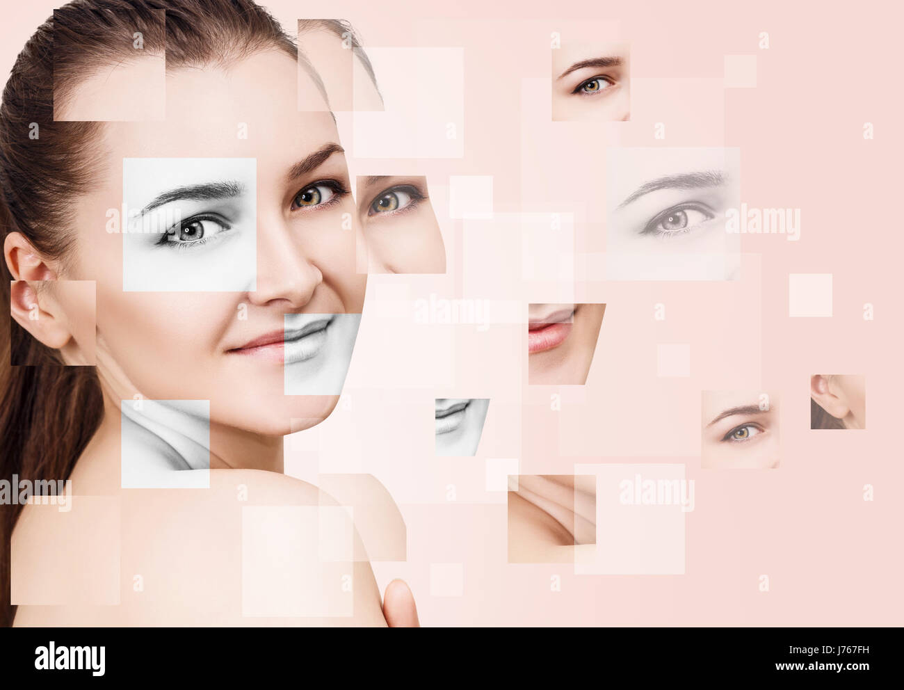 Woman's face collected from different parts Stock Photo - Alamy