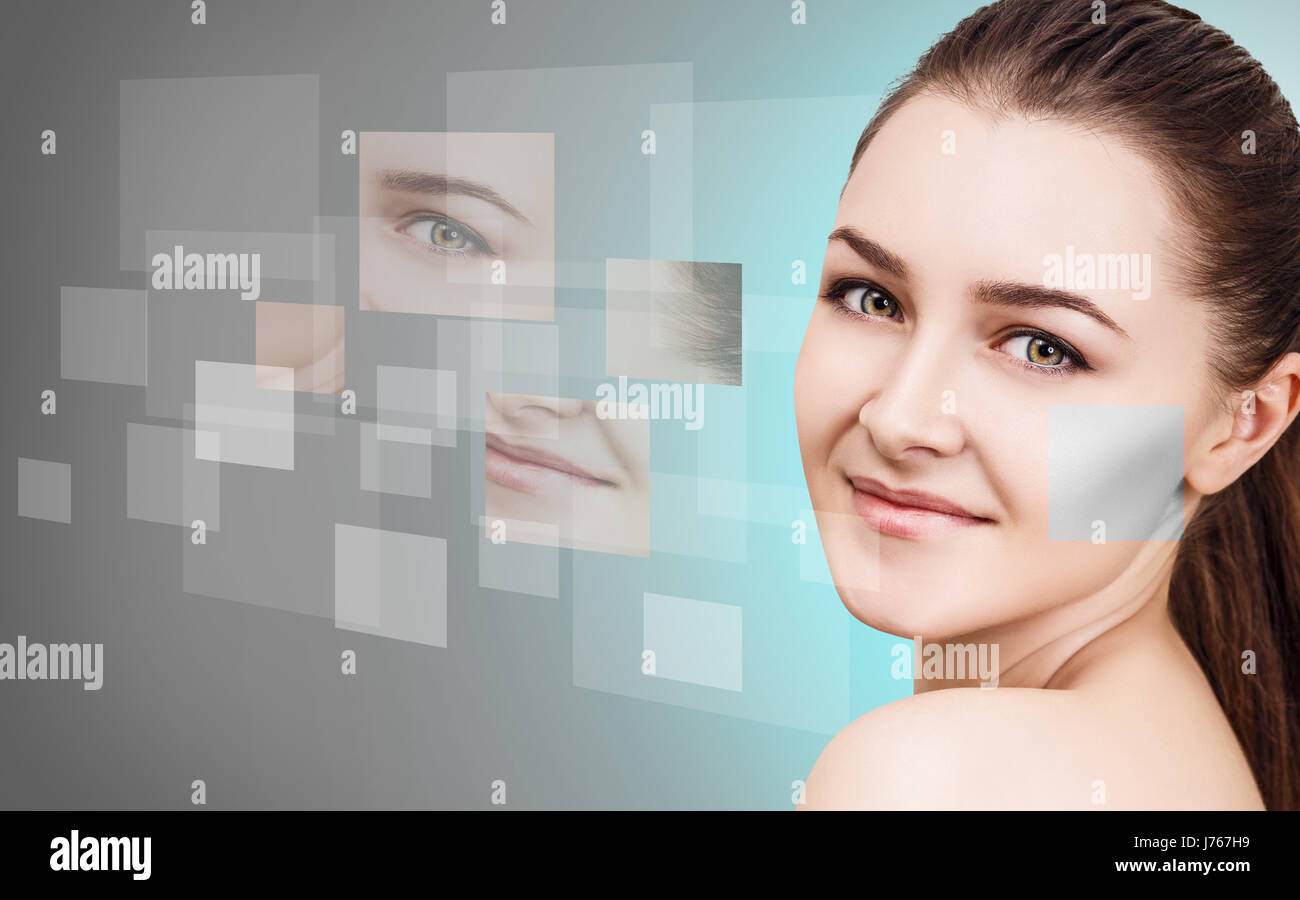 Woman's face collected from different parts Stock Photo - Alamy