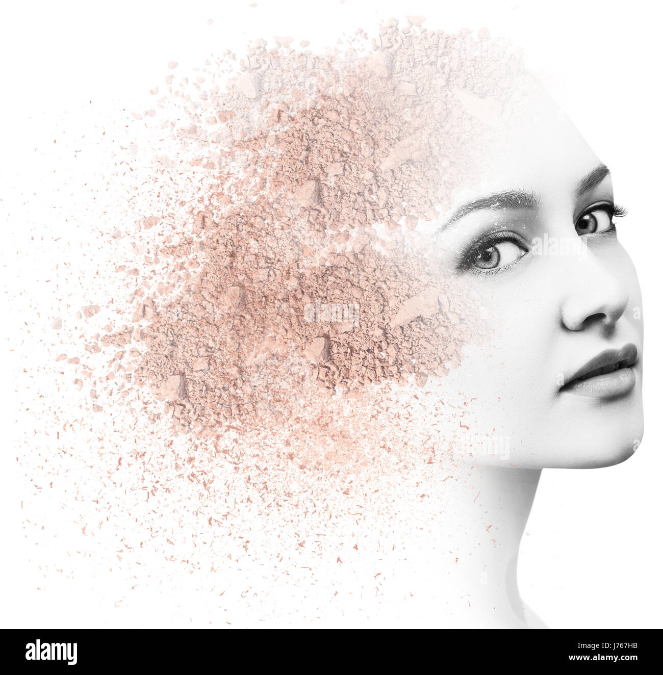 Woman face made from crumbly powder Stock Photo - Alamy
